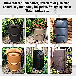 Horiznext rain Barrel Spigot 1 inch PVC Bulkhead Adapter 1" Blue Switch Valve 5/8 Plastic Barb Fitting Garden kit, for 5/2.5/50/55/100 Gallon Water Tank Pool Fish Pond Aquarium Bathtub Drain.