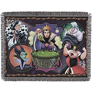 Disney-Pixar Villains, "Vile Villains" Woven Tapestry Throw Blanket, 48" x 60", Multi Color, 1 Count