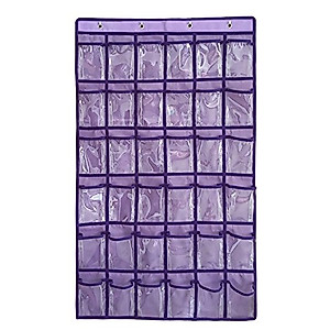 NIMES Hanging Closet Underwear Sock Jewelry Storage Over The Door Classroom Cell Phone Calculator Organizer 36 Clear Pockets (Purple)