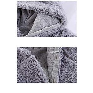 VNVNE Newborn Baby Cartoon Bear Snowsuit Warm Fleece Hooded Romper Jumpsuit (Pink,0-3 Month)