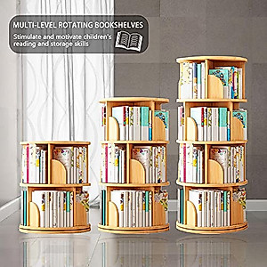 Rotating Bookshelf, 4 Tier 360° Revolving Bookcase Corner PVC Wood Plastic Board Swivel Bookcase,Stackable Bookshelf Organizer,Display Cabinet for Office Home Living Room Study(51“x18.1”x18.1“)