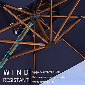 PURPLE LEAF 12ft Patio Umbrella Outdoor Square Umbrella Large Cantilever Umbrella Windproof Offset Umbrella Heavy Duty Sun Umbrella for Garden Deck Pool Patio, Navy Blue