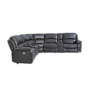Steve Silver Denver 7 Piece Charcoal Leather Power Reclining Sectional