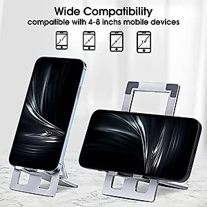 Arae Cell Phone Stand, Adjustable iPhone Stand for Desk, Aluminum Foldable Office Phone Holder Cradle Dock Compatible with iPhone 13 12 11 Pro Max Xs Xr 8 7 6 Plus, Samsung Galaxy Smartphones(4-8")