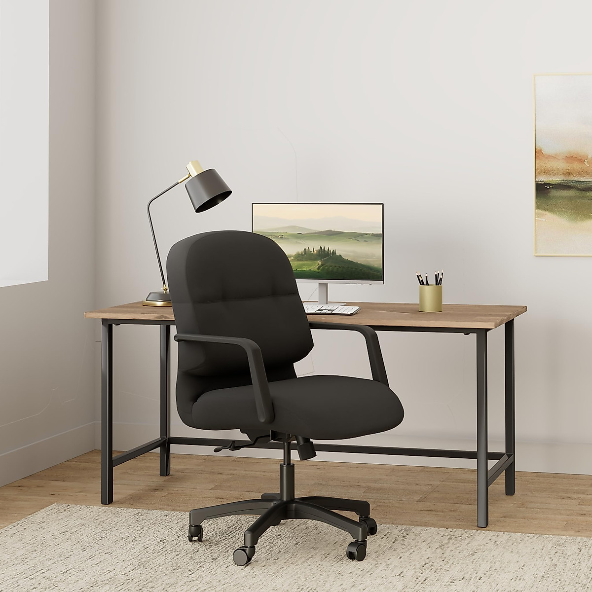 HON Executive Chair - Pillow-Soft Series Mid-Back Office , Black (H2092)