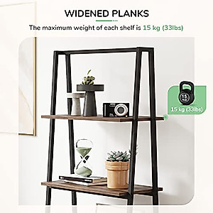 Novilla Bookshelf, 4-Tier Freestanding Storage Bookcase, Industrial Style Display Ladder Shelf for Living Room, Home Office, Bedroom, Kitchen, Walnut