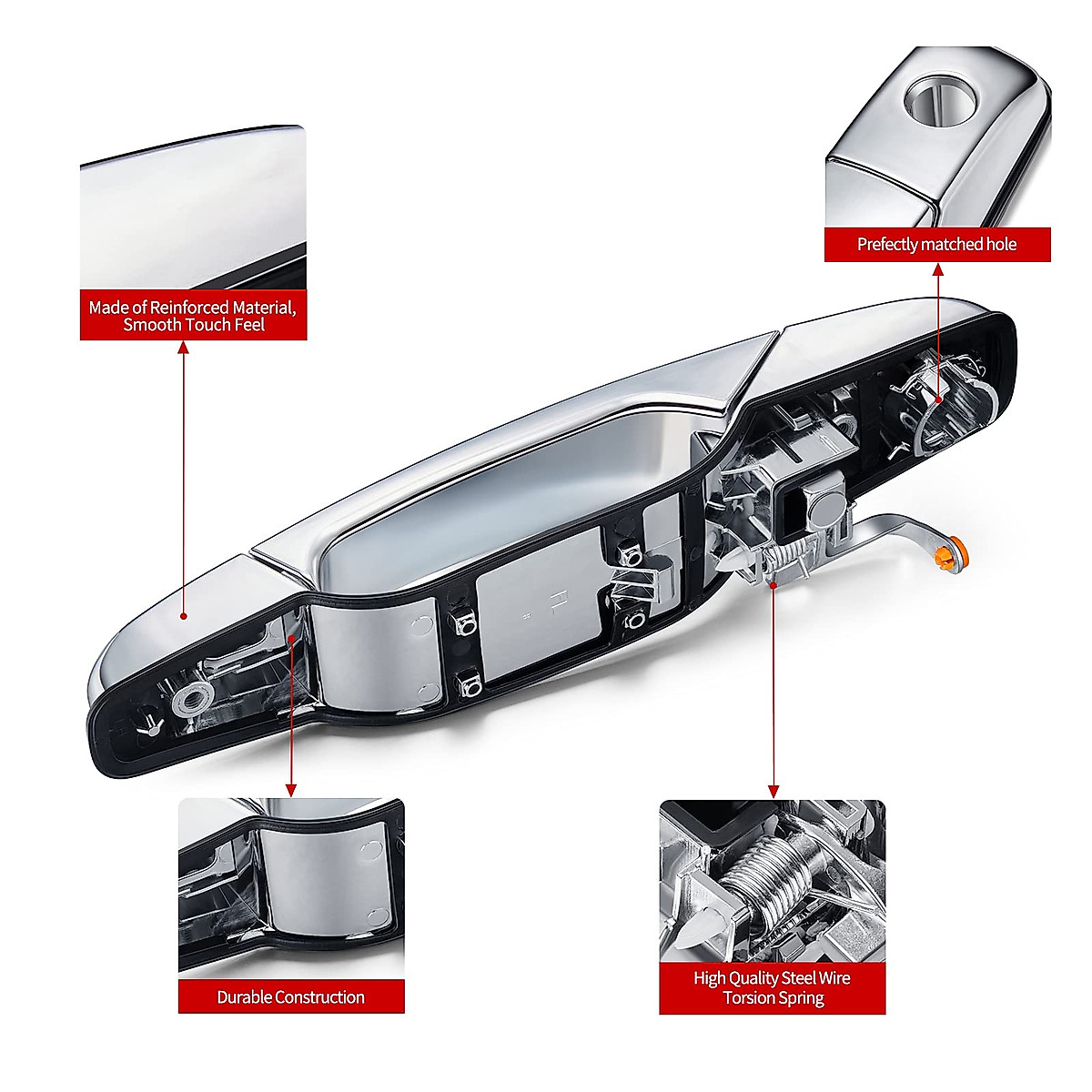 This Hill Exterior Chrome Door Handle,Front Left Driver Side Compatible with 2007-2014 Silverado Suburban Avalanche Tahoe GMC Sierra Yukon Cadillac Escalade-Replaces#20828258 22738721 25960525 80546
