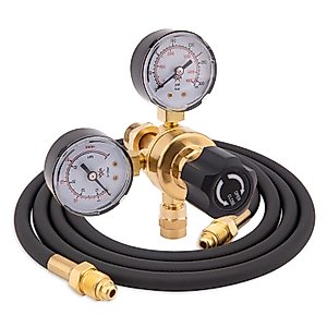CGA580 Argon CO2 Regulators, Argon Gauges Gas Welding Regulator Compatible with Mig Tig Miller Lincoln Weld 0-4500PSI / 0-10BAR - CO2 Argon Regulator with 6.6Ft Hose