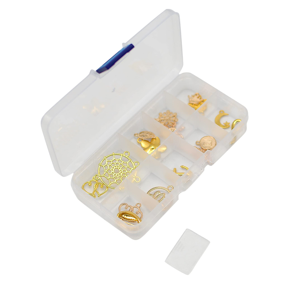 4 Pcs 10 Grids 5 Inch x 2.5 Inch Adjustable Small Removable Clear Plastic Jewelry Organizer Divider Storage Box Jewelry Earring Tool Containers (White (10-Grid) 4pcs)