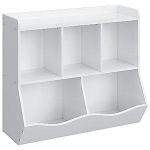 ELETHEBIA White Toy Bookcase & Bookshelf, Stylish Multi-Shelf Storage Organizer Cabinet with Cubby Spaces for Books and Toys, for Bedroom, Playroom and Hallway