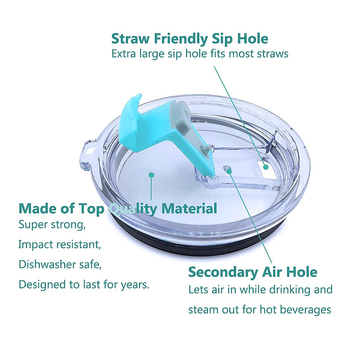 Tumbler Replacement Lids, IHUIXINHE Spill Proof and Splash Resistant Lid for Rambler, Ozark Trail, Rtic, BPA Free & Straw Friendly (30 Oz)