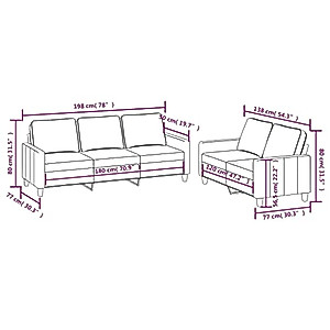 vidaXL Sofa Set 2 Piece with Cushions Living Room Seating Upholstered Leisure Sofa Couch Settee Armchair Furniture Dark Gray Fabric