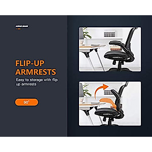 Office Chair Ergonomic Desk Chair Mesh Computer Chair with Lumbar Support Headrest Flip UP Arms Rolling Swivel Adjustable Task Chair for Adults,Black