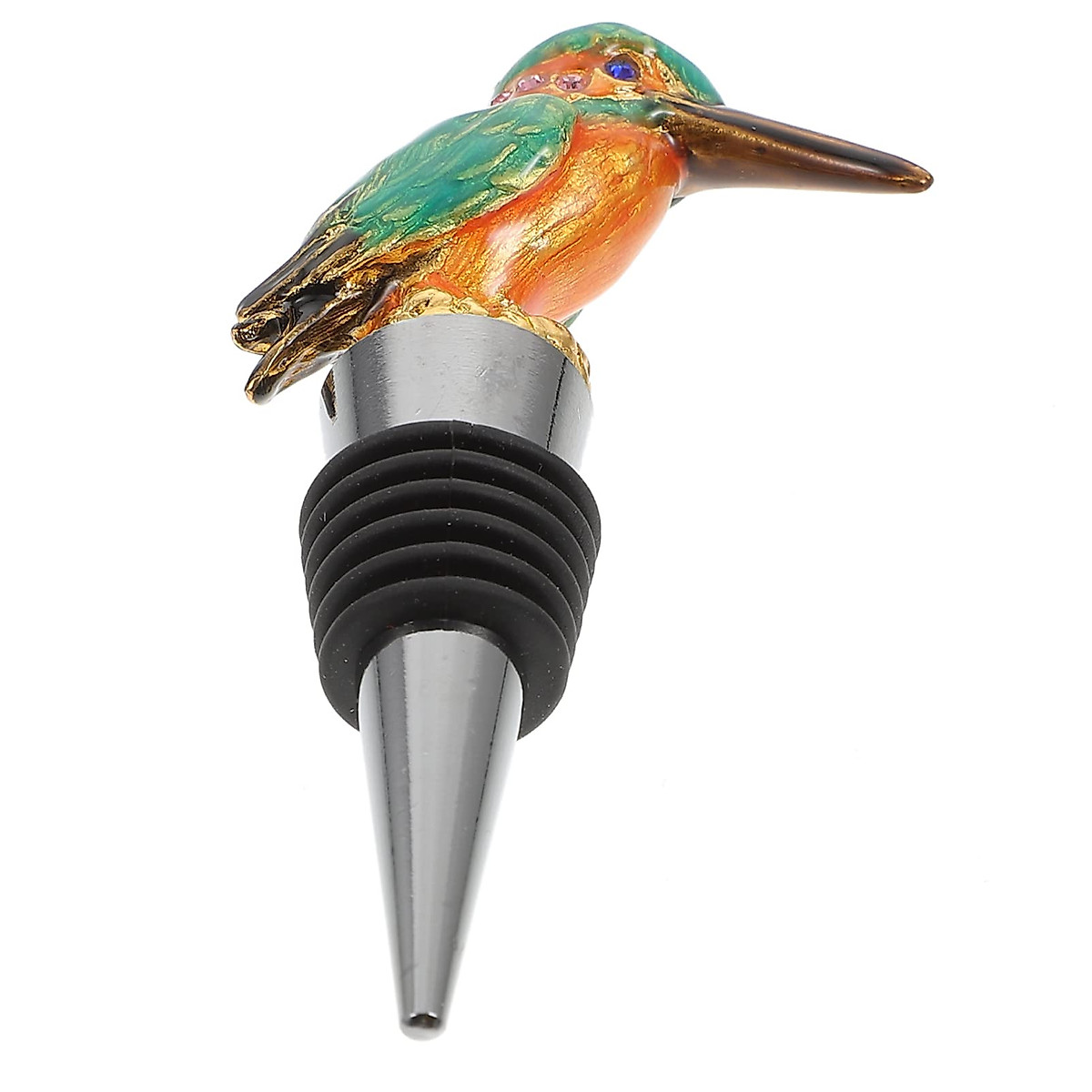Cabilock Bird Wine Bottle Stopper Zinc Alloy Metal Wine Bottle Stopper with Ceramic Kingfisher Bird Figurine Metal Vacum Wine Stopper Wine Glass Corks Patry Favor Gift Golden