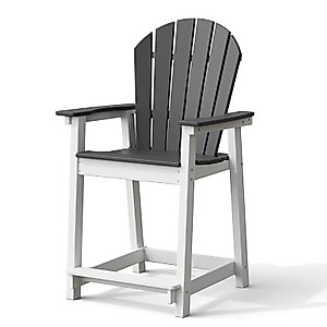 OTSUN Tall Adirondack Chairs, Outdoor Balcony Chair, Patio Bar Stool Chair with Widened Arms, High Back, Footrest, 400lbs, All-Weather Bar Height Chair for Garden, Yard, Backyard