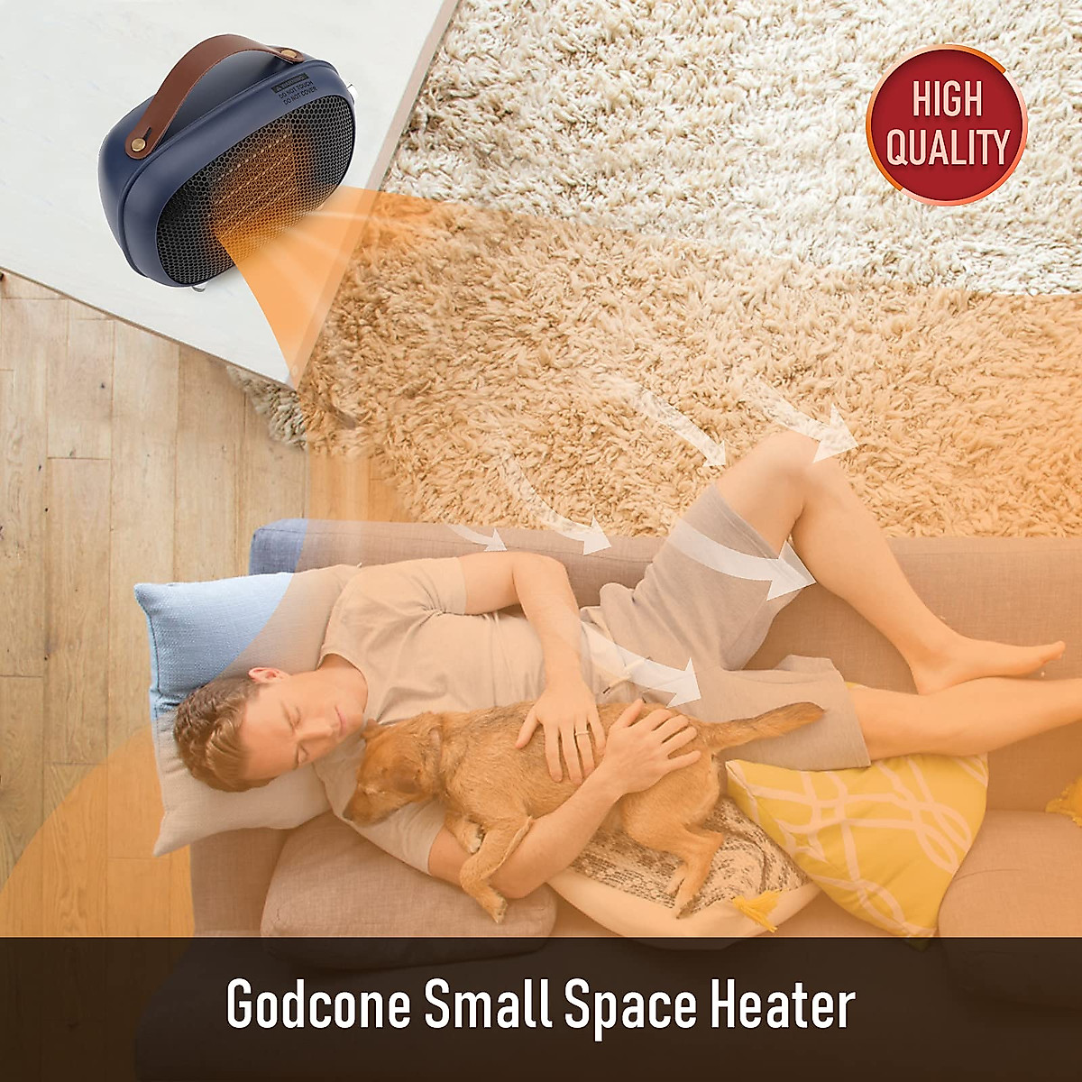 Small Space Heater Fan Portable Electric Space Heater for Bedroom with Tip-Over & Overheat Protection Mini Ceramic Heater for Office Desk Indoor Use