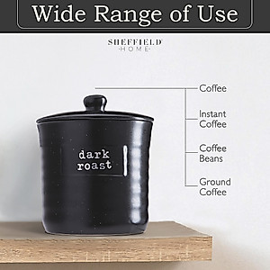 SHEFFIELD HOME Dark Roast Coffee Kitchen Canister- Ceramic Countertop Storage Canister with Lid, Coffee Container Labeled Dark Roast, Kitchen Organization Accessories