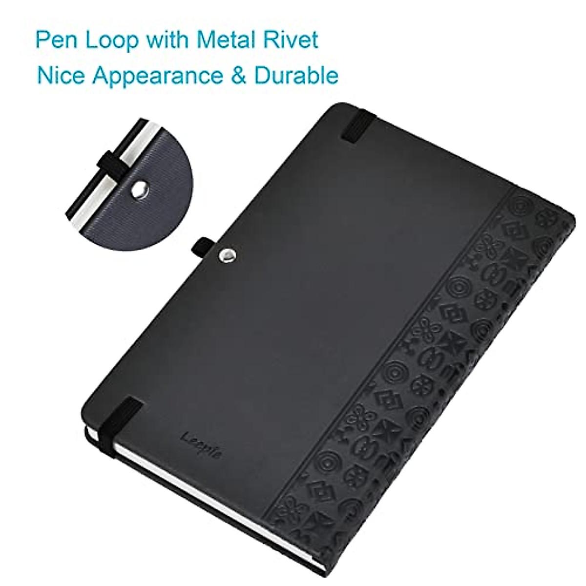 Leepie Lined Journal Notebook For Writing, Colleage Ruled Notebook 8.5 inches x 5.25 inches, 100GSM Thick Paper 160 Pages, A5 Hardcover Notebook Journal (Black Without Pen)