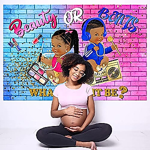 Gender Reveal Backdrop Baby Shower Decorations Beauty or Beats Boy or Girl He or She Gender Reveal Party Supplies Hip Hop 90s Graffiti Fresh Prince Princess Gender Reveal Decorations