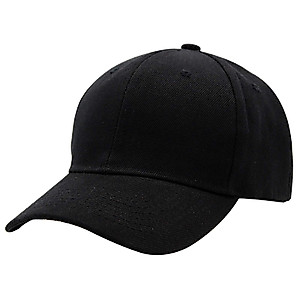 Baseball Cap Men Women - Adjustable Plain Sports Fashion Quality Hat, BLK