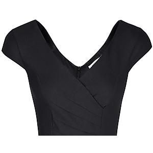 MUXXN Ladies Celebrity Vintage Cap Sleeve Tea Length Special Occasion Dress (Black XL)