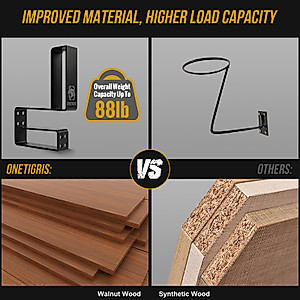 OneTigris Motorcycle Helmet Holder Wall Mount, Tactical Gear Holder with Helmet Stand and Plate Carrier Hanger, Solid Wood Wall Rack Organizer & Display for Police, Football, Cycling Gear