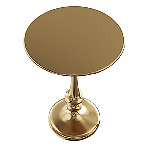 Lavish Home Side Table - Iron Pedestal Table with Antiqued Brass Finish for Couch, Loveseat, Entryway, or Bed - Vintage Living Room Furniture