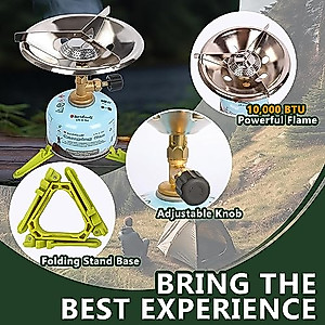 Hotdevil Portable Camping Stove Burner With Fuel Can Canister Stand equivalent to Coleman Bottletop Propane Camping Stove Single Burner Backpack Stove with Adjustable Stand (Gas Canister Not Included)