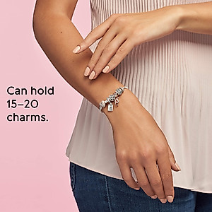 PANDORA Silver Bracelet w/Rose Pave Heart Clasp