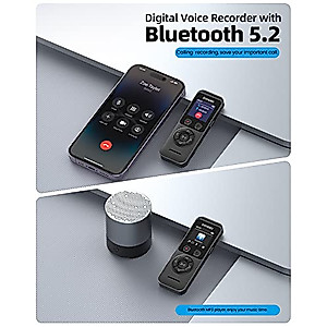 ZOOAOXO 64GB Digital Voice Recorder, Bluetooth Voice Recorder, Dual Microphone, 3072 kbps HD, A-B Repeat, Recording Monitoring, Noise Reduction, Voice Activated Recording
