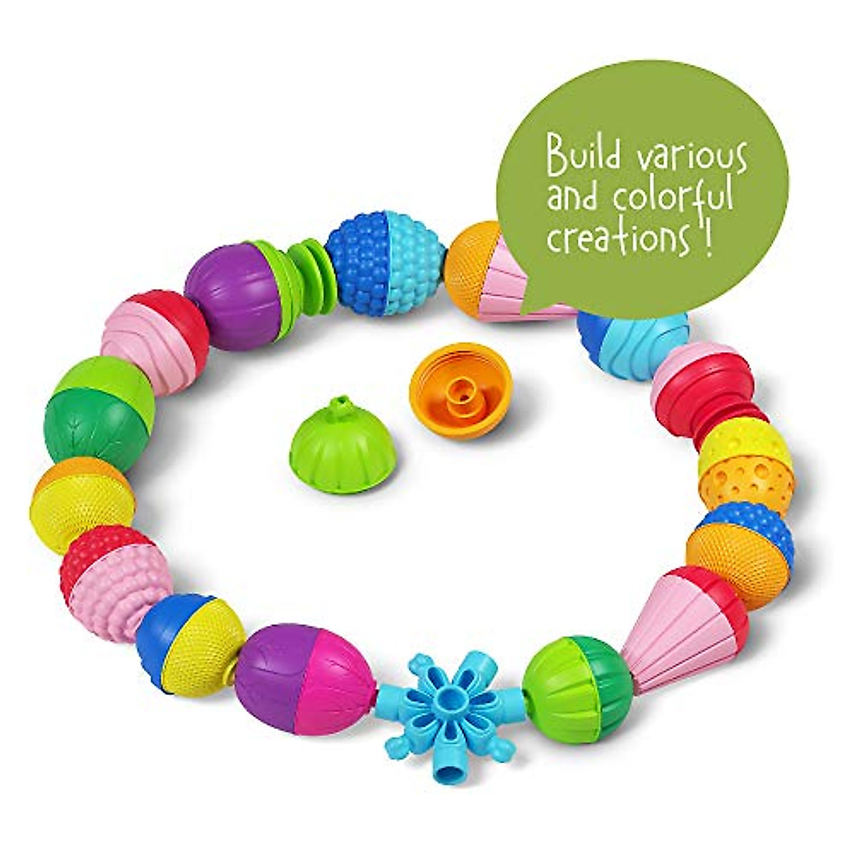 Lalaboom 36 Piece Baby Toddler Beads – Montessori Educational Shape and Color STEM Construction Toy 10 Months to 3 Years - BL300, Multicolor