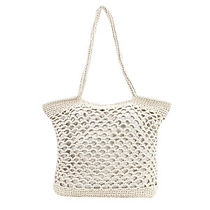 Felice Ann Large Cotton Woven Handbag Top-handle Bag Beach Boho Bag