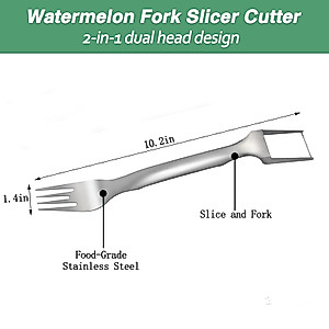 2-in-1 Stainless Steel Fruit Cutter,Watermelon Fork Slicer Cutter Slicer Tool, Dual Head Fruit Forks Slicer Watermelon Cutter Tool, for Home Kitchen Camping Gadget (2PCS)