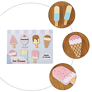 TOYANDONA Ice Cream Puzzles Wooden Educational Preschool Puzzles for Toddlers Kids Boys Girls Children Math Learning Set
