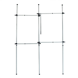 TOOL1SHOoo 2 Tiers Clothes Pipe Rack Garment Hanger Rail Storage Shilf Organizer Modern Simple Pipe Hanging Rods Clothing Rack Storage Cloth Hanging Shelf