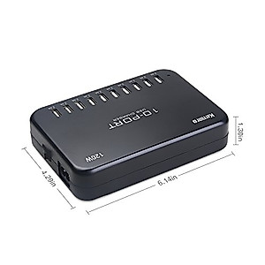 USB Charger 10-Port 120W, Multi-Port USB Charging Hub 24A Desktop Power Station for iPhone X/8/7/6S/6 Plus/5S, Ipad Pro/Air2/ Mini, Galaxy S9/S8/S6 Edge