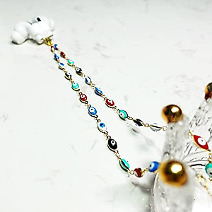 YWJRINDFL Female Magnetic Anti-Lost Strap Holder Chain Gold Eye Beads Necklace Leash String for Airpods 1 2 3 Pro