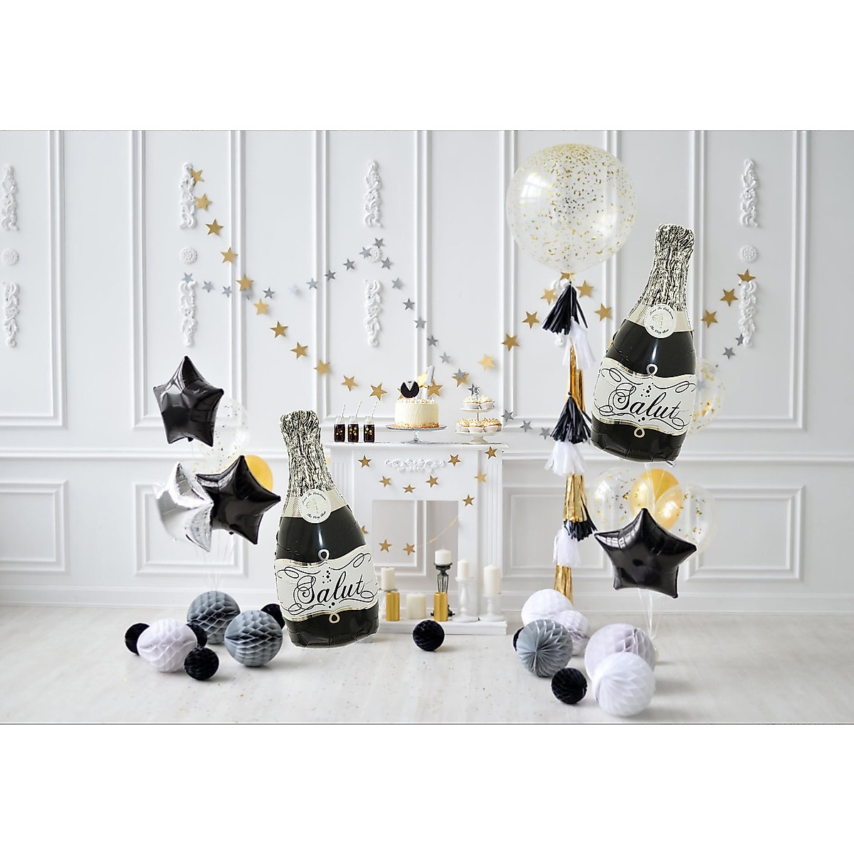 Black Champagne Bottle Balloons Salut Foil Aluminum Balloon Birthday Party Supplies Baby Shower Wedding Engagement Party Decorations