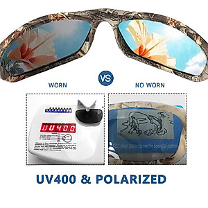 JIANGTUN Camo Polarized Sport Sunglasses UV Protection,Ideal for Driving Fishing Cycling Running, Camo Frame Red Mirror Lens