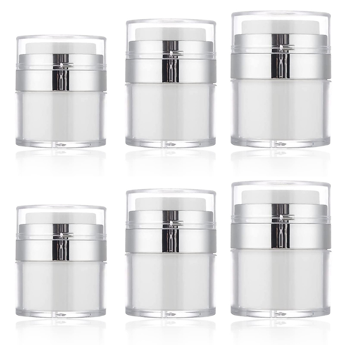 Airless Pump Jar, 6PCS Cream Jar Vacuum Bottle Refillable Travel Containers for Toiletries, Airless Pump Bottles for Lotions And Creams