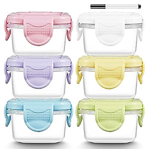 Mfacoy 6 Pack Salad Dressing Container To Go, 2.5 OZ Plastic Condiment Containers with Lids, BPA Free Condiment Cups, Leak Proof and Reusable Small Containers with Lids for Lunch Box Picnic Travel