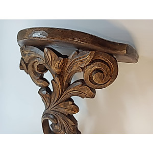 mik-Dyzayn Vintage Shelf, Unique Hand Carved Wall Shelf, Carved Wooden Shelf for Icons with Candlestick, Wood Carving Wall Shelf, Wood Shelf, Shelving