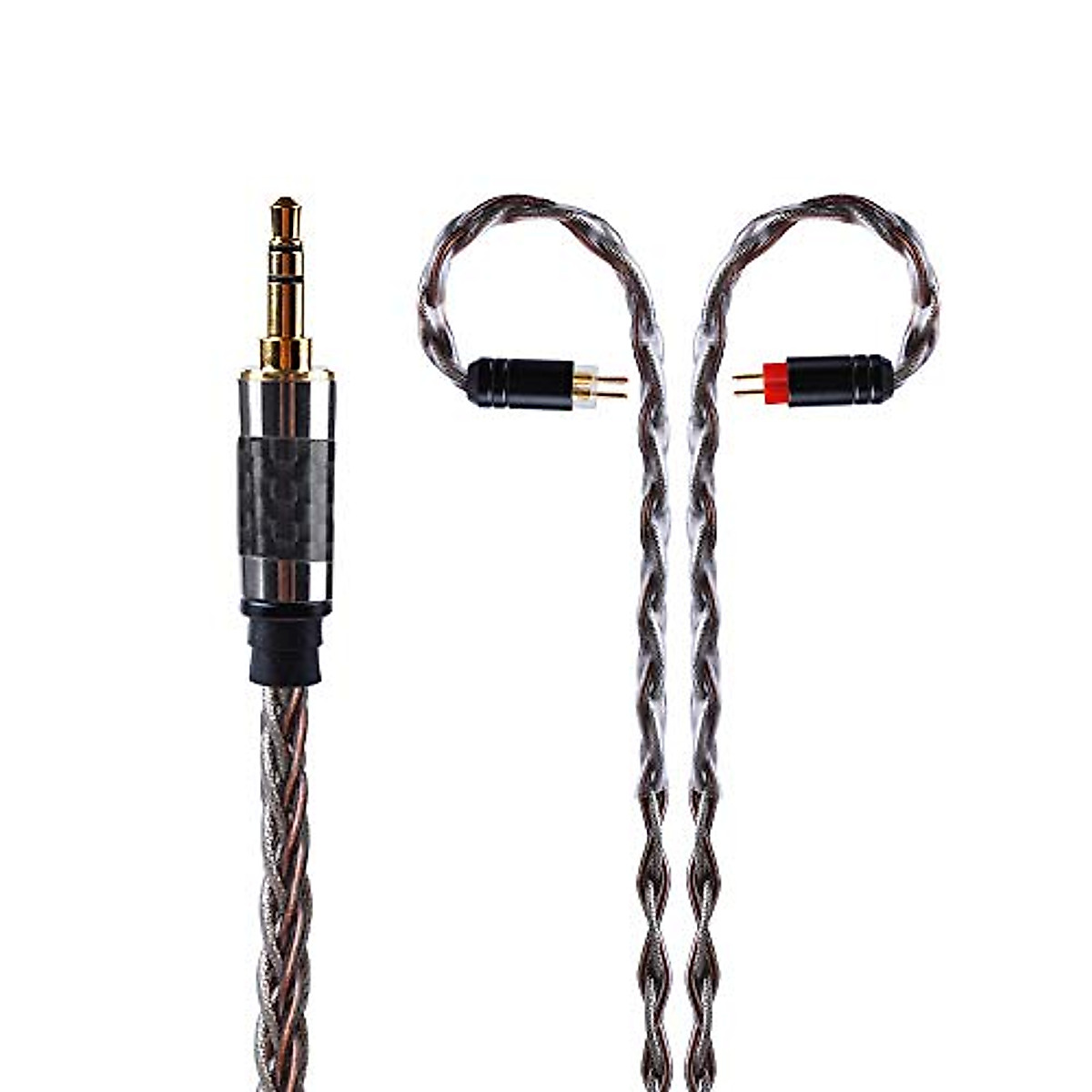 Senlee 8 Core Earphone Upgrade Cable Single Crystal Copper Sliver Foil Mixed Braided 2Pin Detachable Cable for 3.5MM Plug for C10 C16 KZ ZST ES4 AS06 ZS7 Earphones (3.5MM Plug, 2Pin)