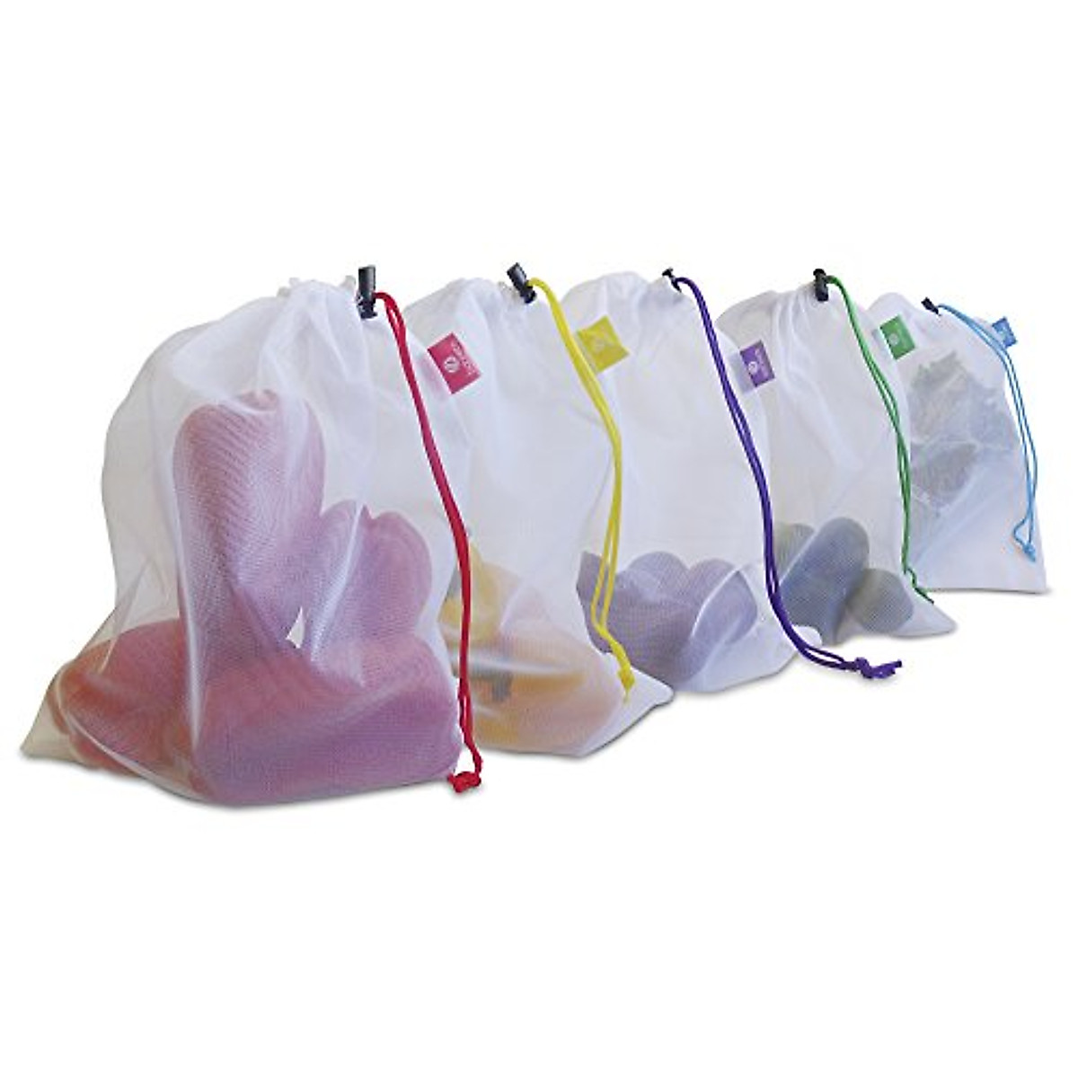 BahrEco Reusable Produce Bags - Premium Washable Mesh Bags for Grocery Shopping & Storage of Fruit Vegetable & Garden Produce - Eco Friendly Net Bags