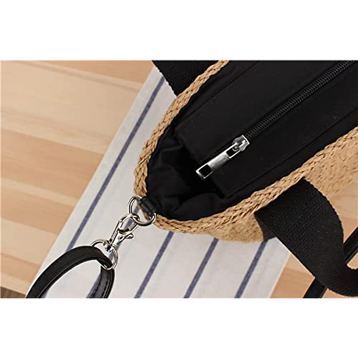 FAIRYSAN Women Straw Summer Beach Bag Handwoven Bag Crossbody Bag Shoulder Messenger Satchel Simple Leisure Bag Seaside Vacation Bag Square