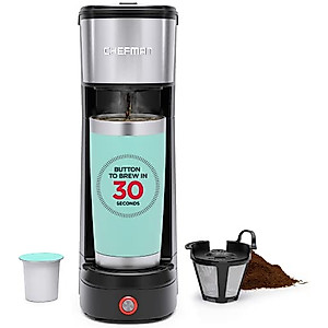 Chefman InstaCoffee Max, The Easiest Way to Brew the Boldest Single-Serve Coffee, Use Fresh And Flavorful Grounds or K-Cups