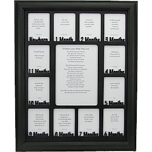 NORTHLAND FRAMES AND GIFTS, INC. - Baby First Year Picture Frame - Baby 1st Year Collage Frame - Black Picture Frame and Black Matte