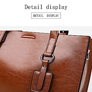 Women Satchel Handbags Purse - Fashion PU Leather Tote for Ladies Vintage Shoulder Bag Top Handle Bags Large Ladies Utility, Black