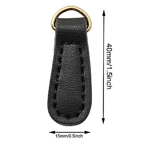 NX Garden 2pcs Genuine Leather Zipper Pulls Black Pull Strap Cord Zipper Pullers Durable Boot Jacket Bag Purse Accessories