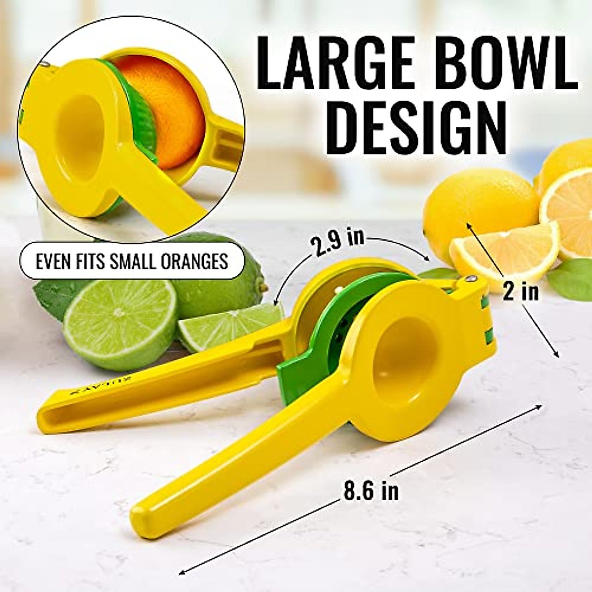 Zulay Metal 2-In-1 Lemon Lime Squeezer - Hand Juicer Lemon Squeezer - Max Extraction Manual Citrus Juicer